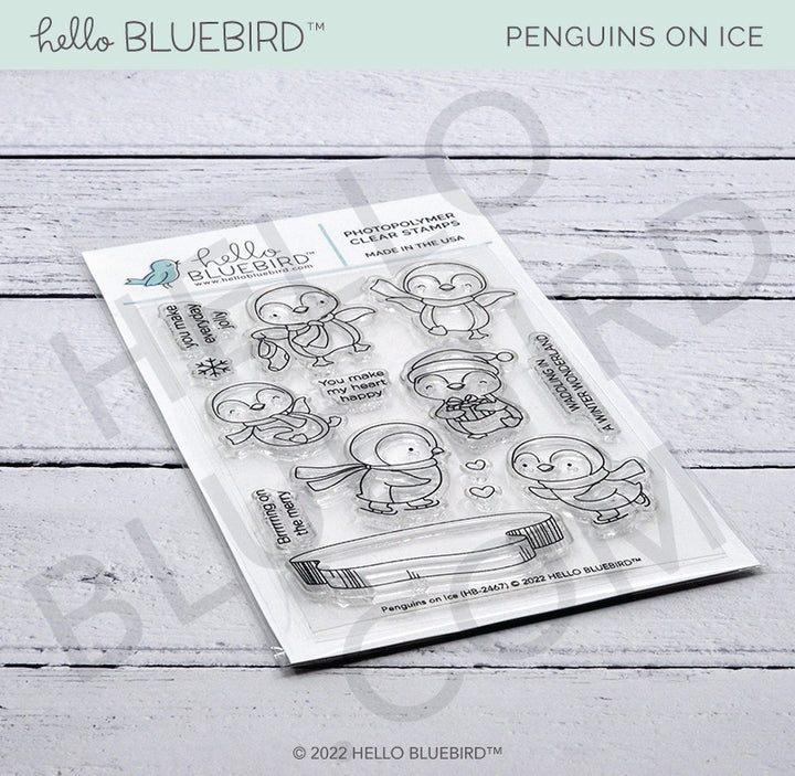 Penguins on Ice Stamp – Hello Bluebird, LLC